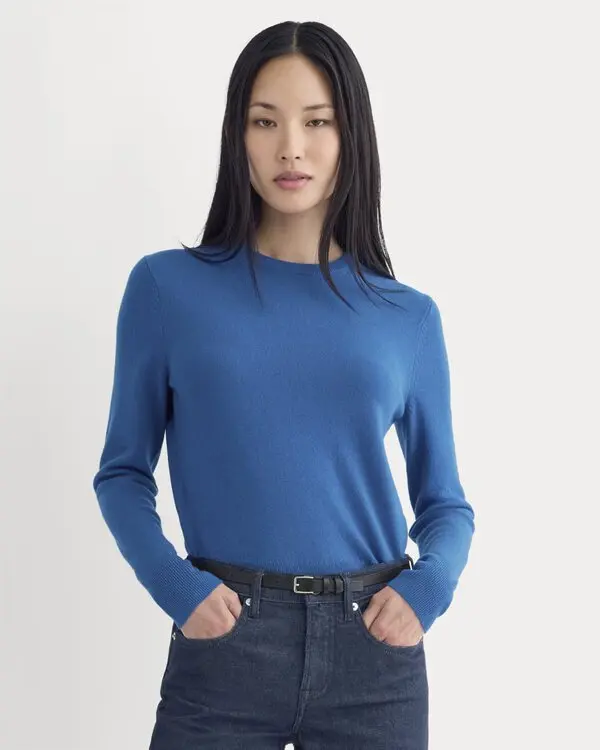 Everlane Cashmere Slim Crew Sweater - Classic Blue