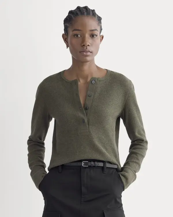 Everlane Waffle Cotton Henley Sweater