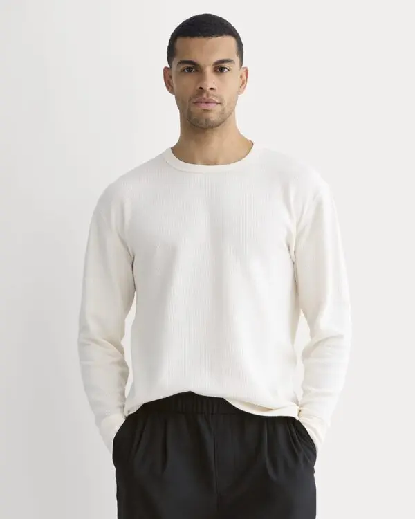 Everlane Waffle Knit Cotton Crewneck Long Sleeve