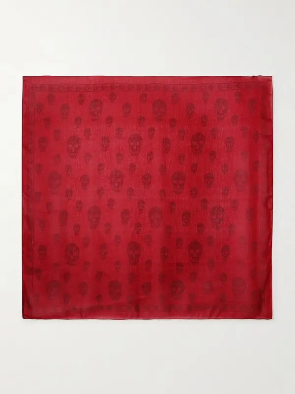 Alexander McQueen Printed Silk-chiffon Scarf - Red