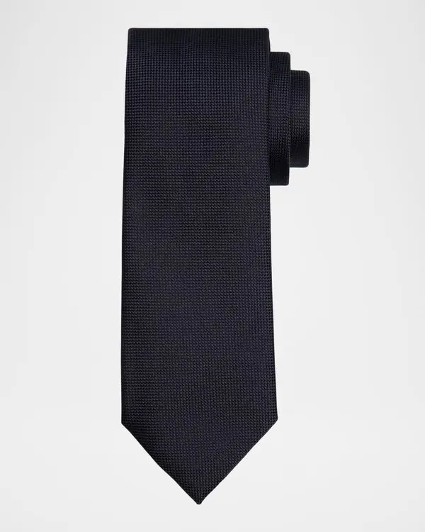 Zegna Microtic-weave Silk Neck Tie - Blue