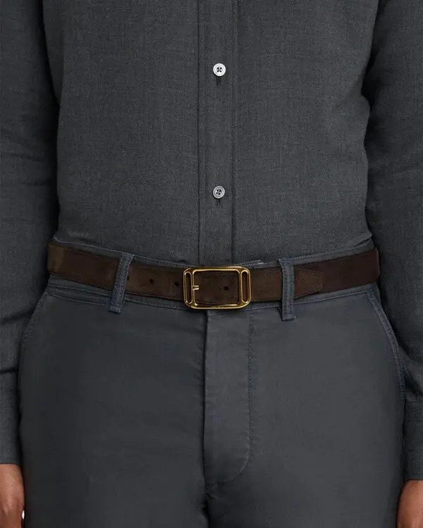 TOM FORD Suede Belt With Square Buckle