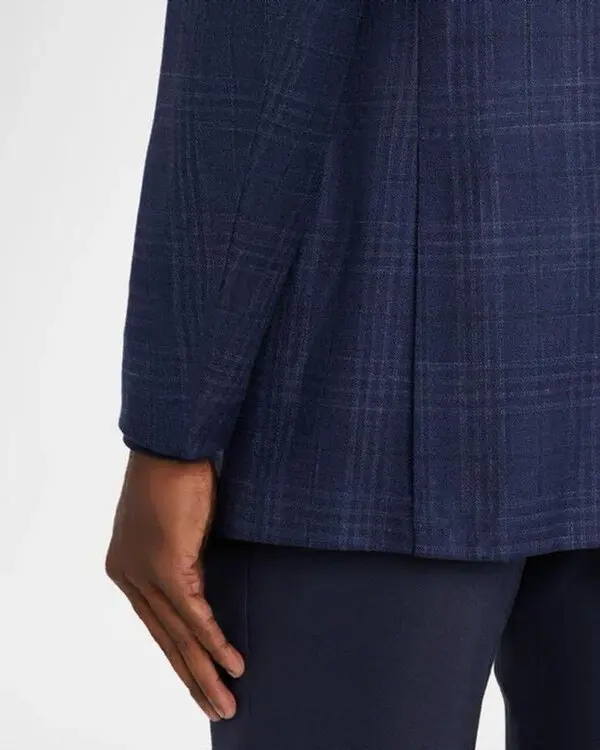 Isaia Apos;s Tonal Plaid Single-breasted Sport Coat - Blue