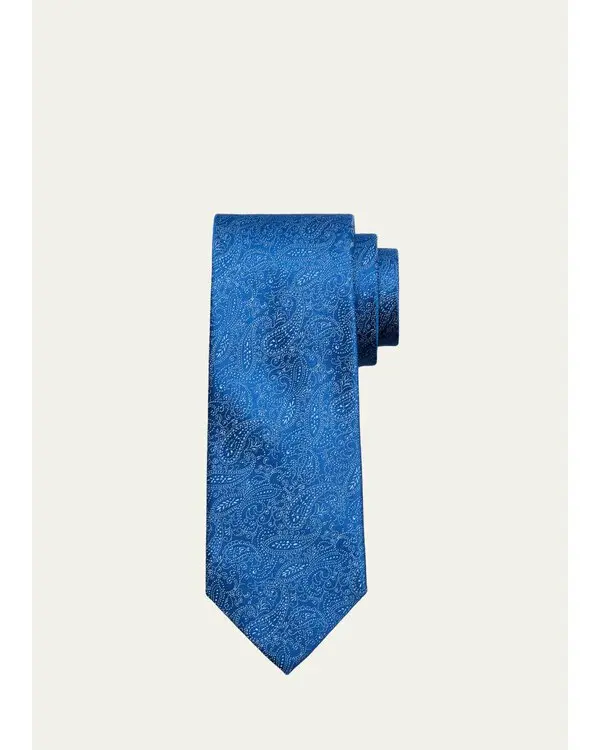 Charvet Paisley Pattern Standard Neck Tie - Blue