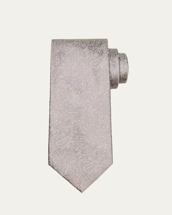Charvet Paisley Pattern Standard Neck Tie - Gray