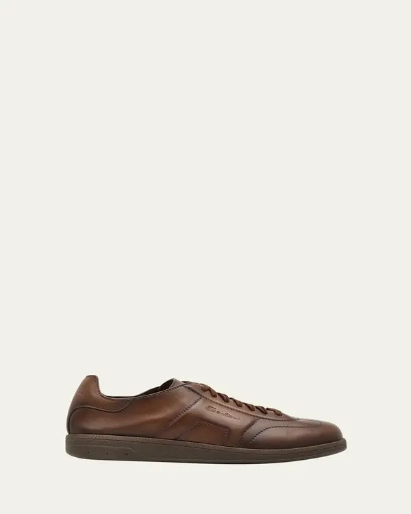 Santoni Burnished Calfskin Slip-on Sneakers