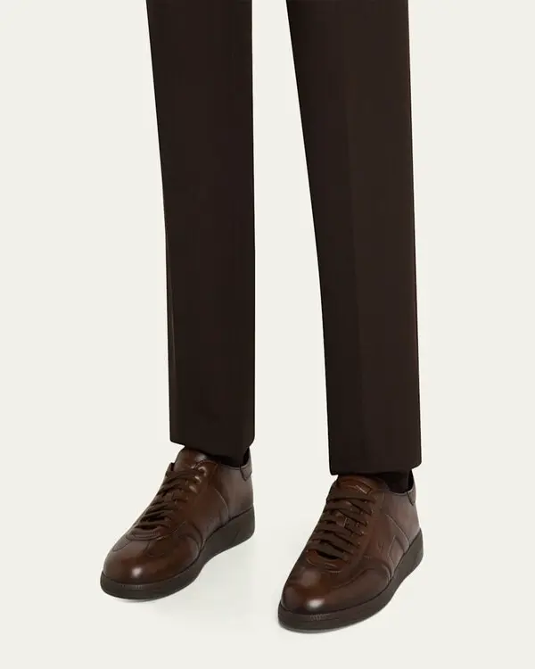Santoni Burnished Calfskin Slip-on Sneakers