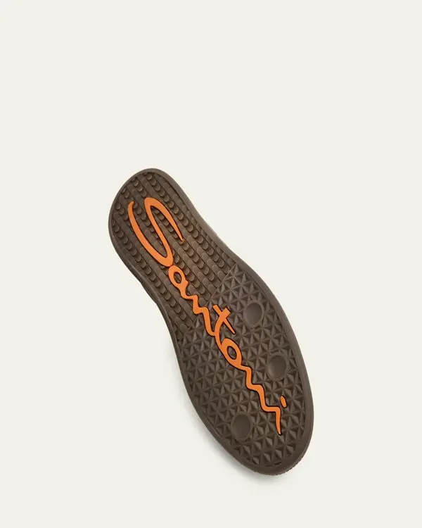 Santoni Burnished Calfskin Slip-on Sneakers