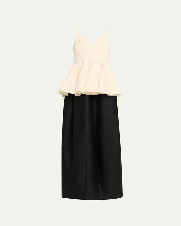 ASHLYN Wool-taffeta Peplum Maxi Dress