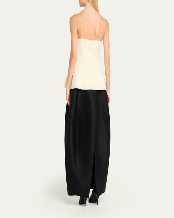 ASHLYN Wool-taffeta Peplum Maxi Dress