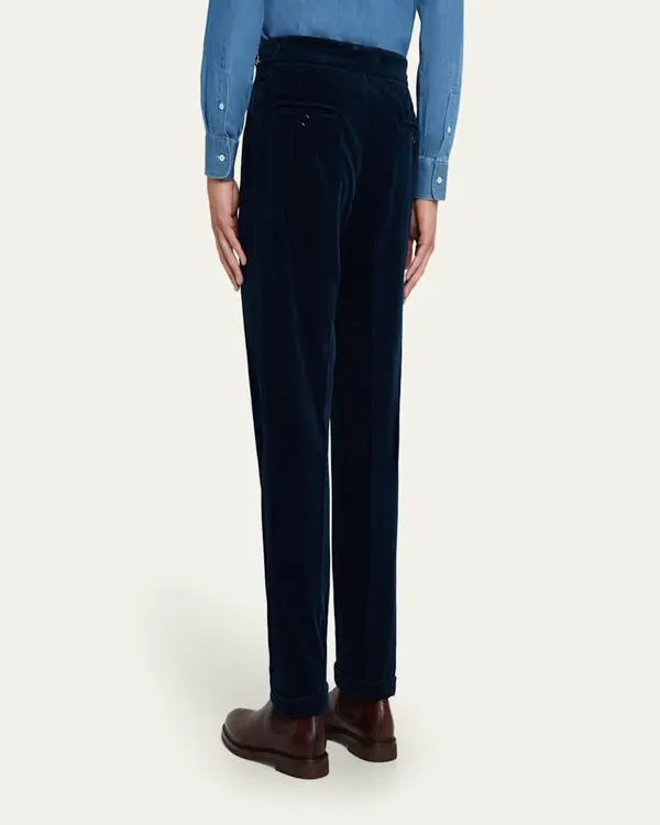 Brunello Cucinelli Cotton Corduroy Waist-tab Pleated Pants