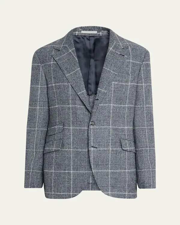 Brunello Cucinelli Overplaid Metal-button Sport Coat