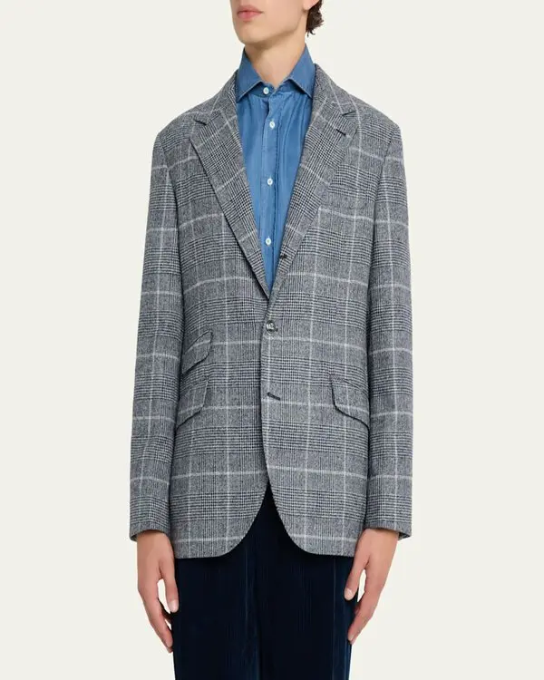 Brunello Cucinelli Overplaid Metal-button Sport Coat