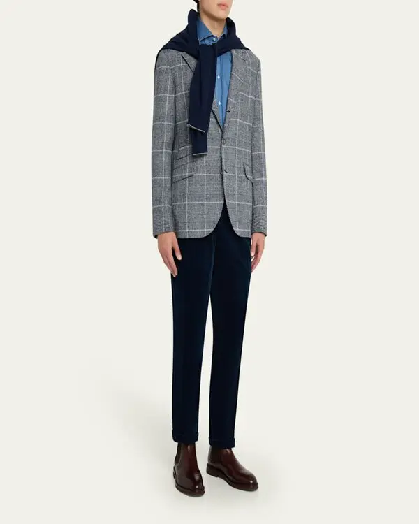 Brunello Cucinelli Overplaid Metal-button Sport Coat