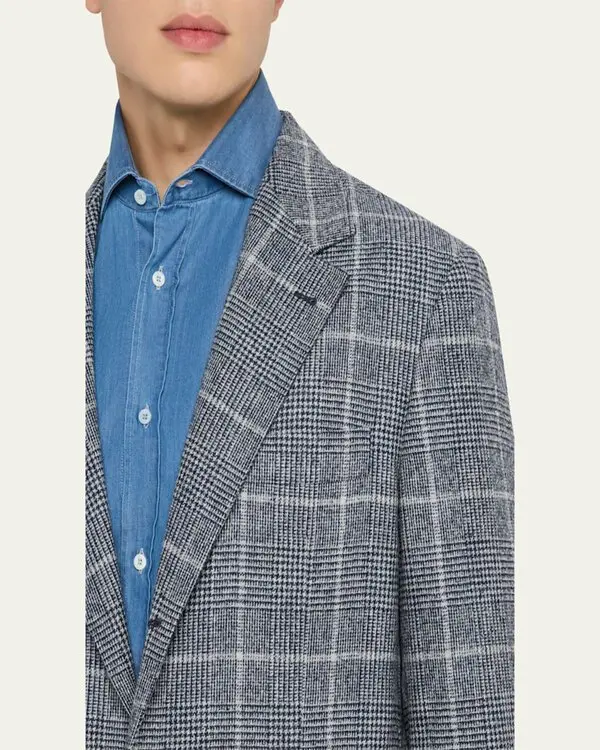Brunello Cucinelli Overplaid Metal-button Sport Coat
