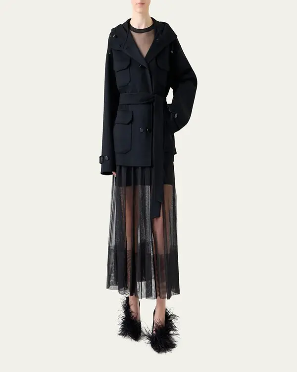 Akris Donna Belted Cashmere Parka Jacket