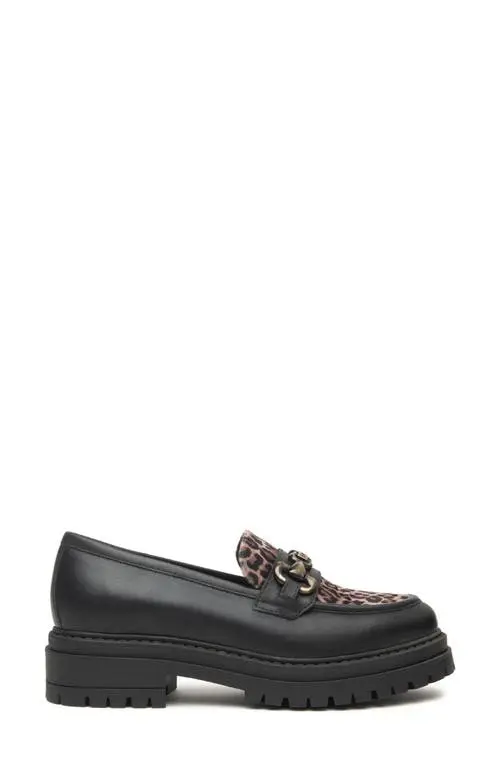 NEROGIARDINI Lug Sole Bit Loafer - Black/leopard