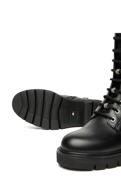 NEROGIARDINI Charm Combat Boot - Black