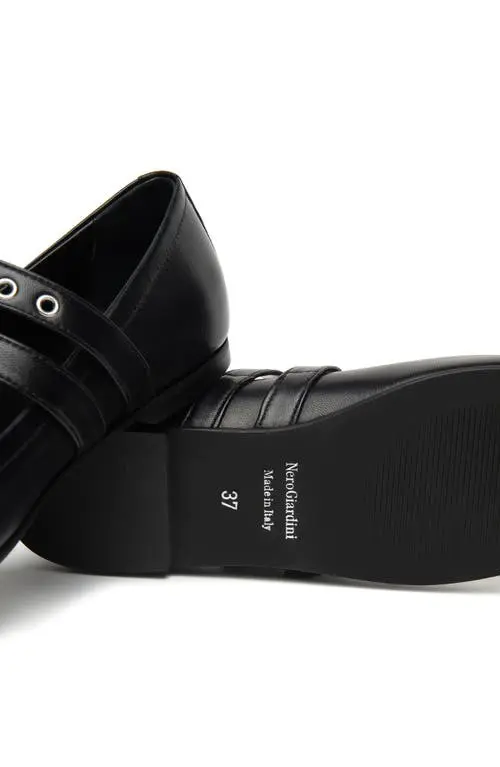 NEROGIARDINI Double Strap Ballet Flat - Black