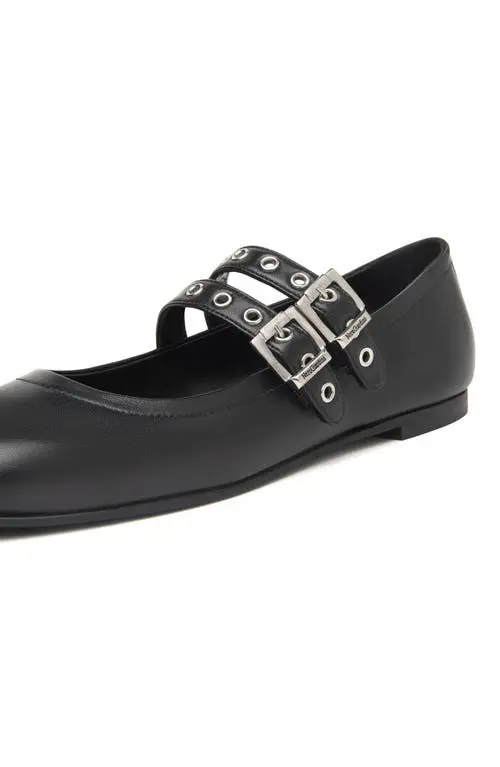 NEROGIARDINI Double Strap Ballet Flat - Black