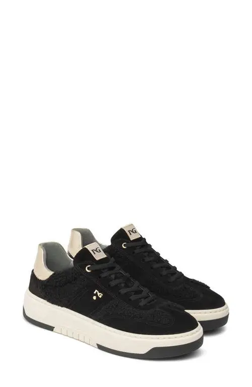 NEROGIARDINI Faux Shearling Trim Sneakers - Black Teddy