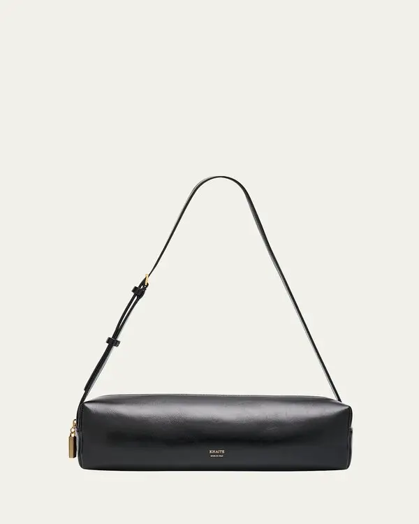 Khaite Kye Zip Leather Shoulder Bag - Black