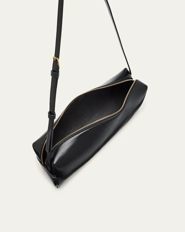 Khaite Kye Zip Leather Shoulder Bag - Black