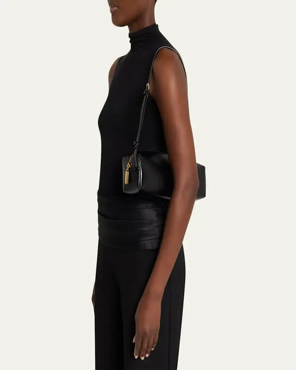 Khaite Kye Zip Leather Shoulder Bag - Black