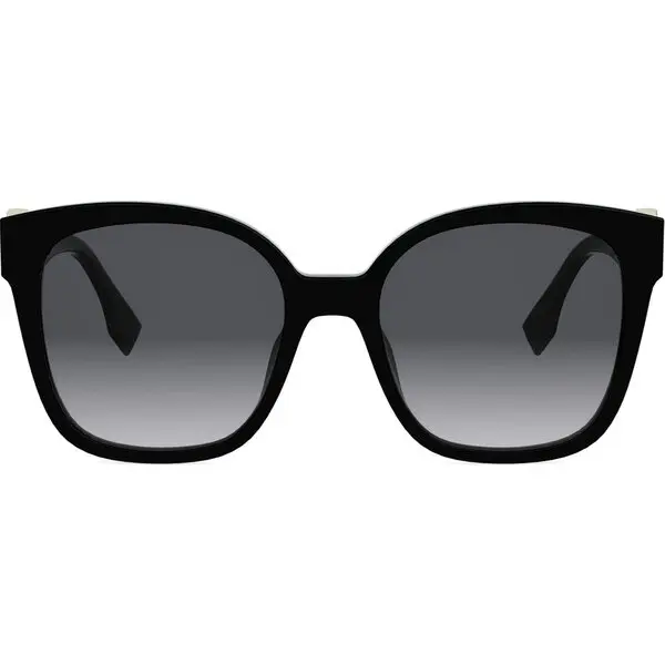 Fendi Ff Diamonds 55mm Square Sunglasses - Shiny Black/gradient Smoke