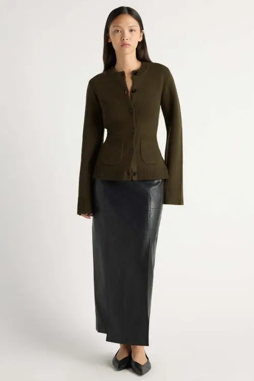 Modern Citizen Organic Cotton-wool Cardigan - Dark Olive