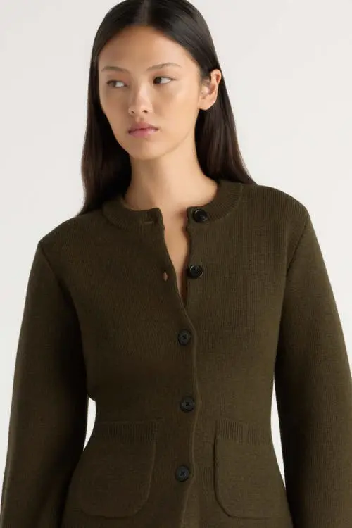 Modern Citizen Organic Cotton-wool Cardigan - Dark Olive