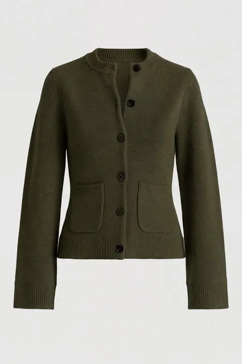 Modern Citizen Organic Cotton-wool Cardigan - Dark Olive