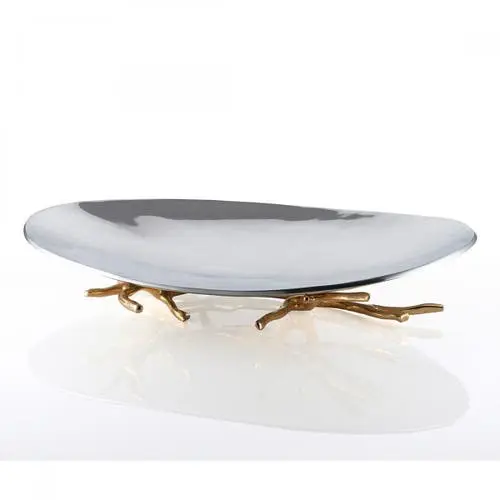 LUNARES Manzanita Pedestal Platter - Gold