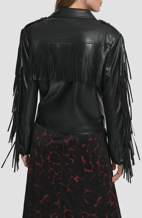Dkny Fringe Faux Leather Jacket