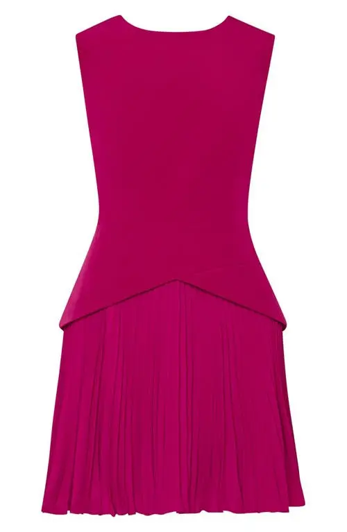 MILLY Haddy Mixed Media Pleated Mini Dress - Plum