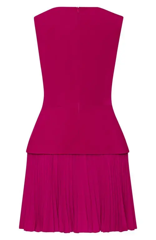 MILLY Haddy Mixed Media Pleated Mini Dress - Plum