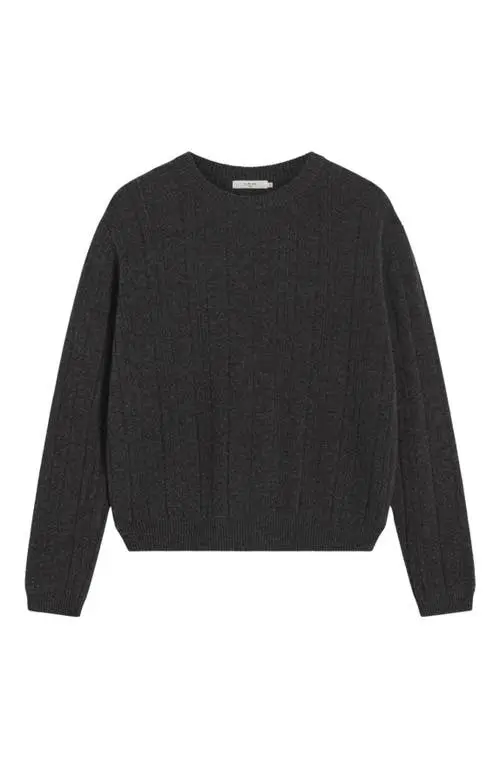 Almina Concept Ribbed Wool Crewneck Sweater - Grey