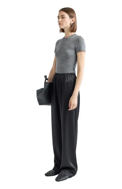 Almina Concept Short Sleeve Knit Top - Charcoal