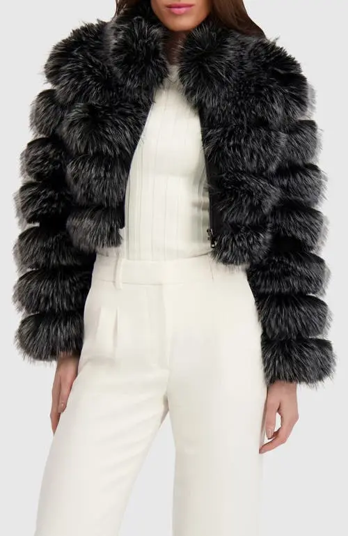 LYLA GRANT Fur-free Fox Horizontal Bolero - Black Snowtop