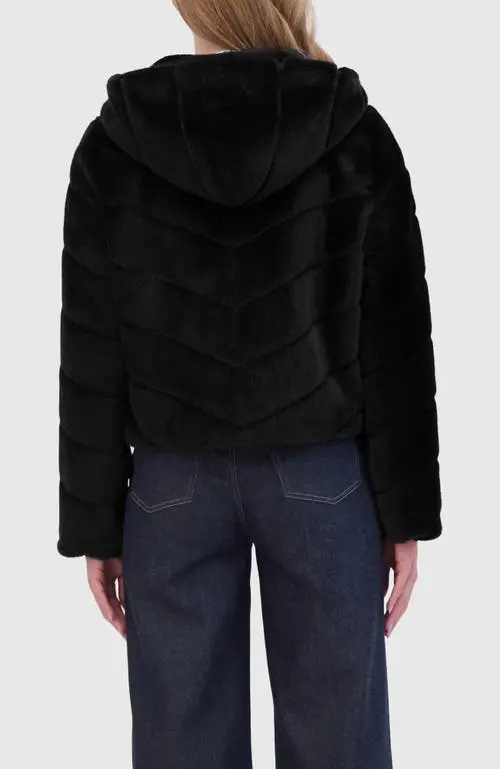 LYLA GRANT Fur-free Mink Hooded Jacket - Black