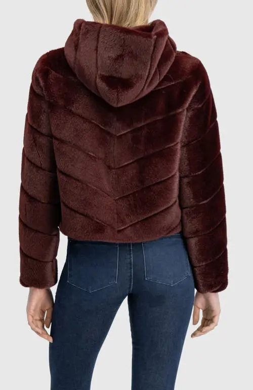 LYLA GRANT Fur-free Mink Hooded Jacket - Wine