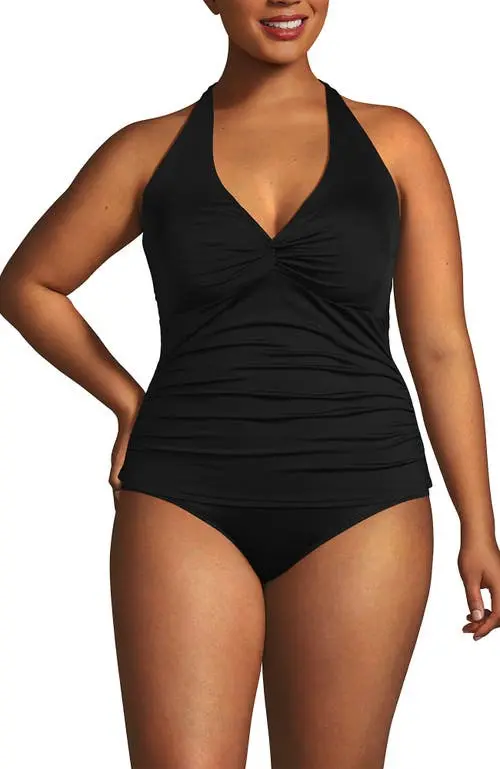 LANDS' END Twist Halter Tankini Top - Black