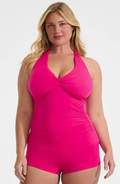 LANDS' END Twist Halter Tankini Top - Riviera Rose