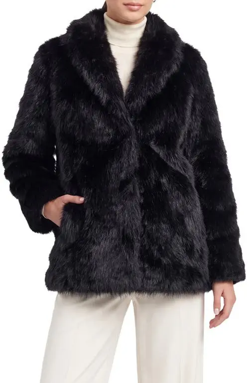 LYLA GRANT Faux Fur Jacket - Black