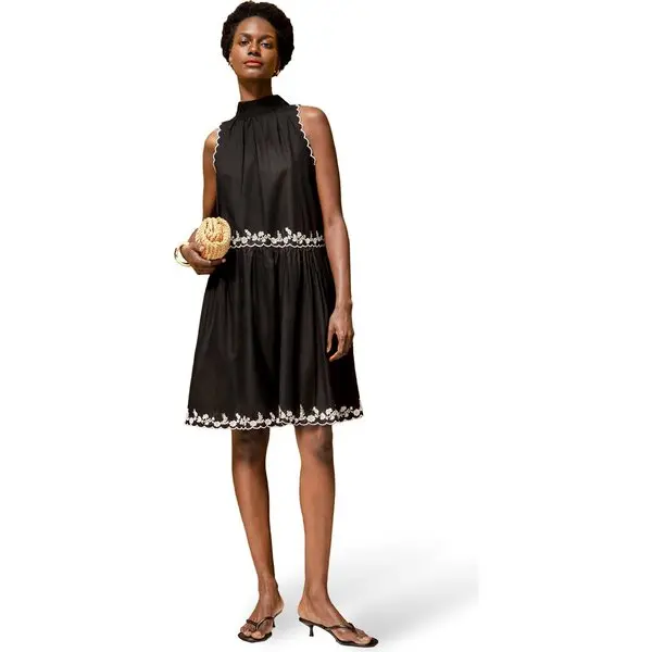 RO&ZO Embroidered Scallop Short Dress