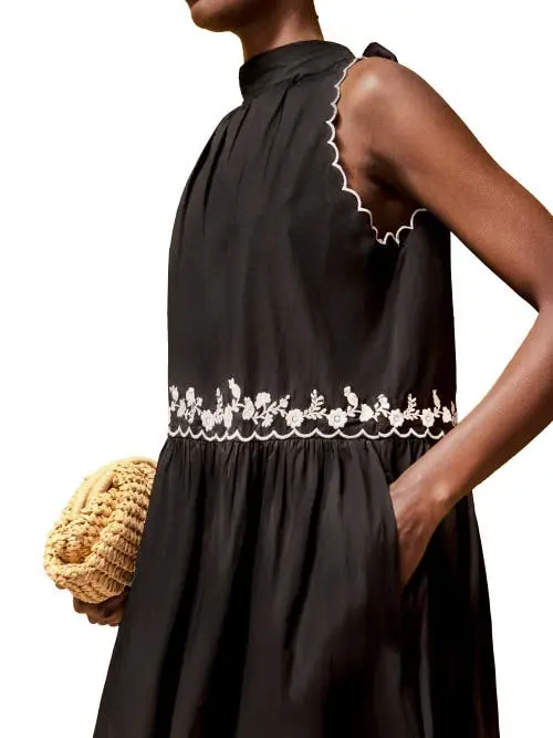 RO&ZO Embroidered Scallop Short Dress