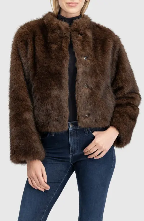 LYLA GRANT Fur-free Sable Jacket - Brown