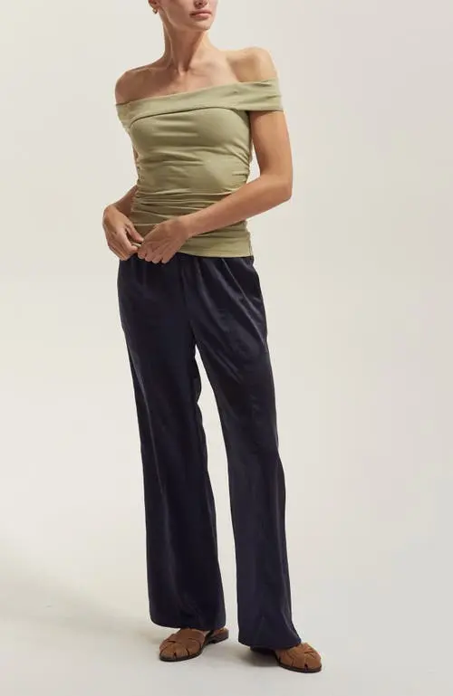 CRESCENT Crushed Satin Pull-on Pants