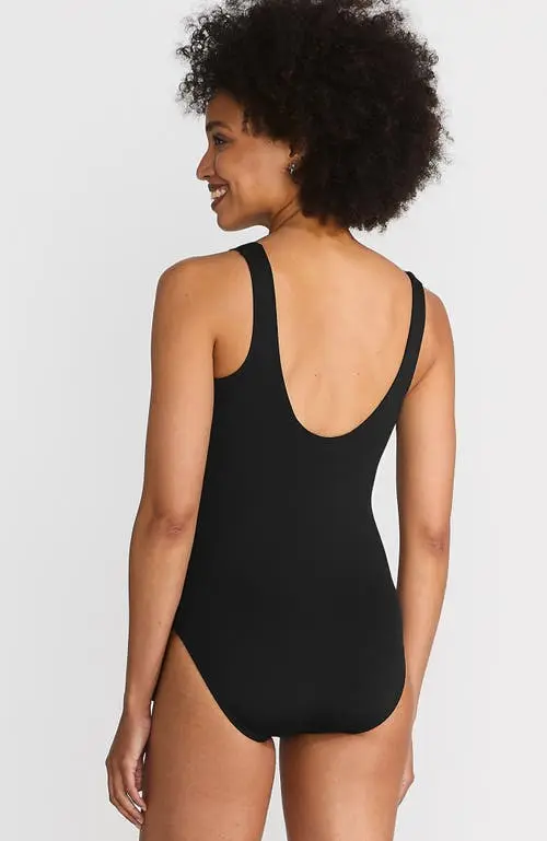 LANDS' END Side Tie Wrap One Piece Swimsuit