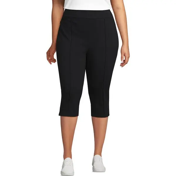 LANDS' END Starfish High Rise Pintuck Capri Pants - Black